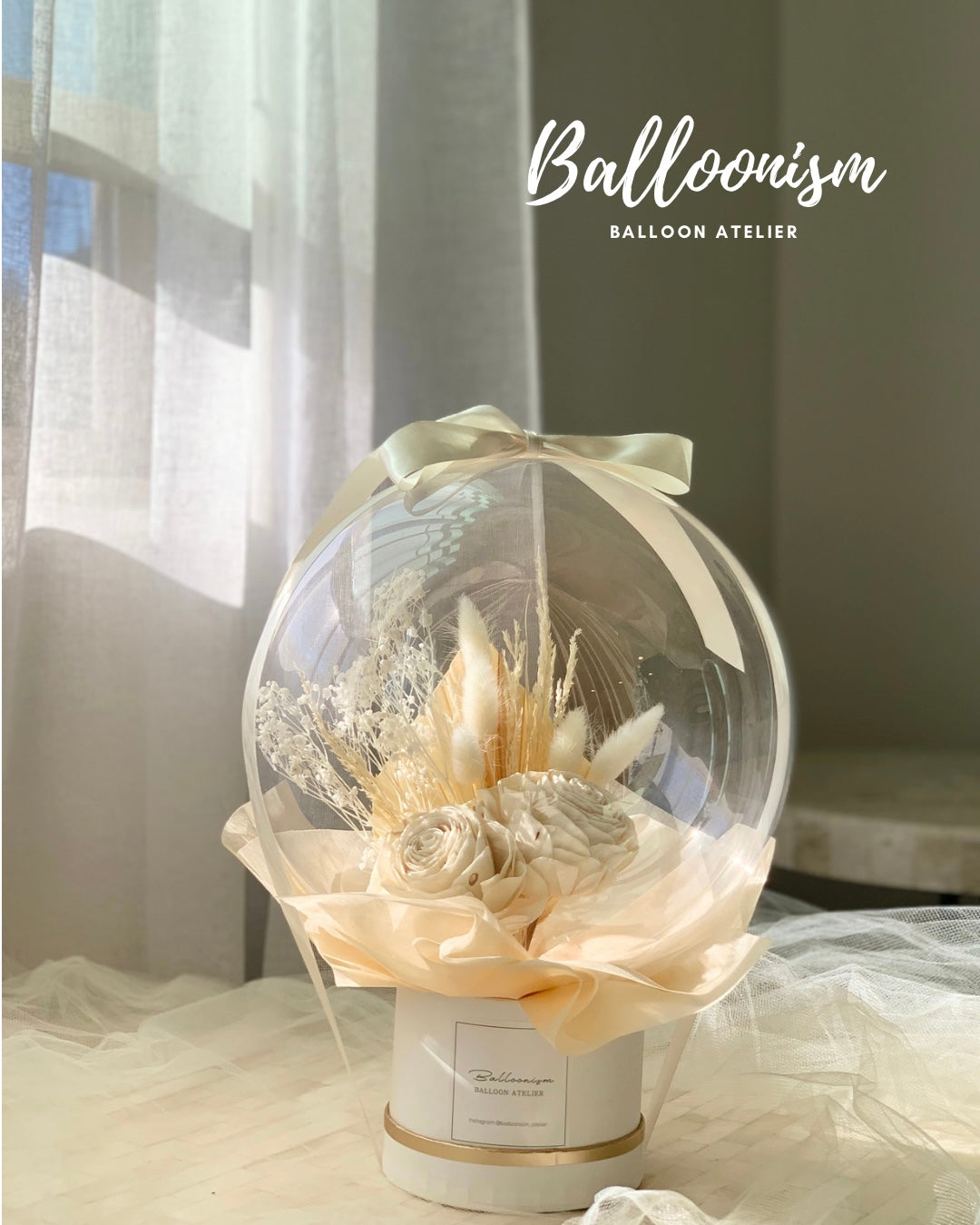 Dried flower balloon_Gold beige – balloonism